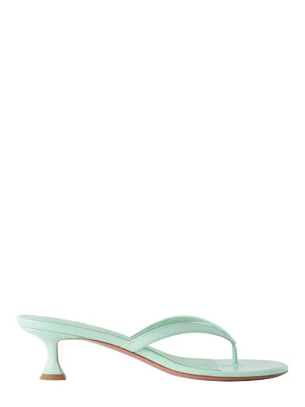 Amina Muaddi Juliette 45 Leather Thong Sandals - Green
