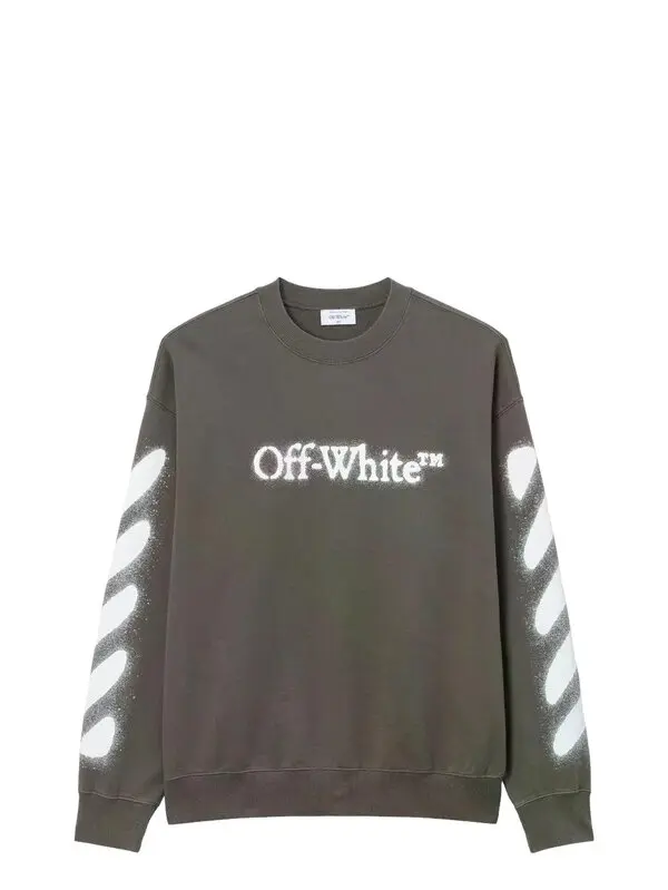Off-White Diag-stripe Logo Print Sweatshirt - Grey