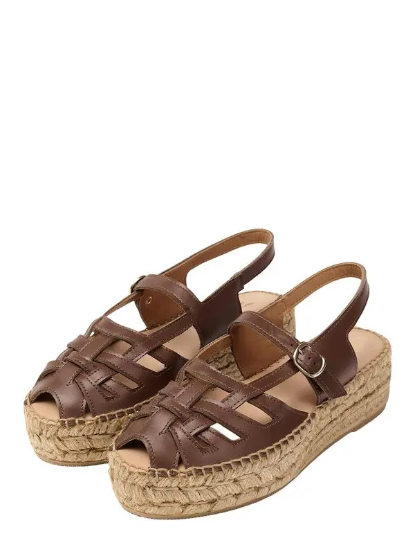 NAGUISA Thalis Caged Espadrille Sandals - Brown