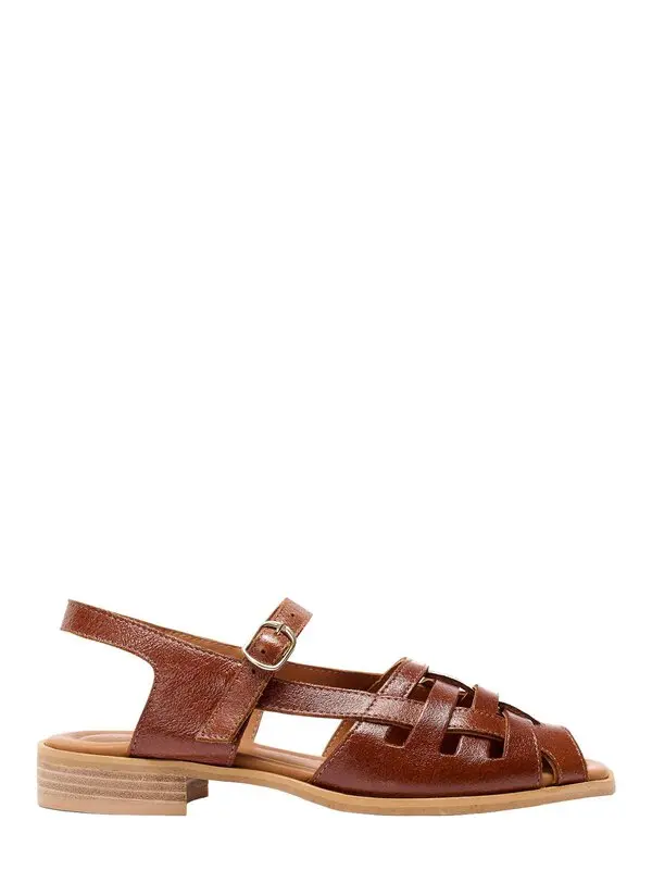 NAGUISA Manto Varnish Flat Sandals - Brown