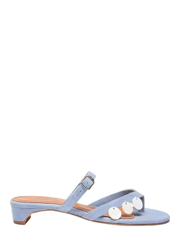NAGUISA Noya Suede Sandals With Mother-of-pearl Embellishments - Blue