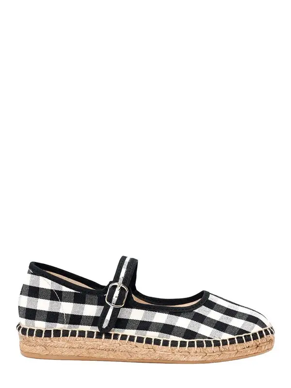 NAGUISA Peonia Checked Mary Jane Espadrilles - Black