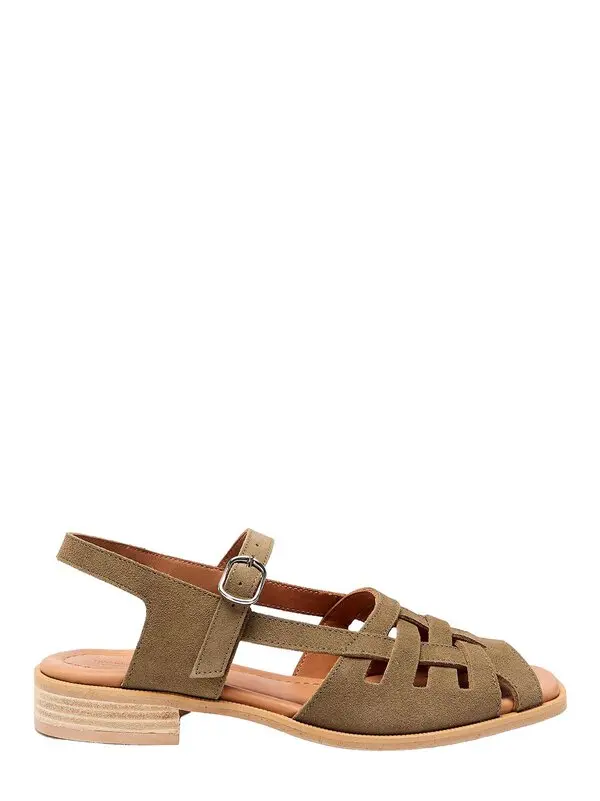 NAGUISA Manto Olive Suede Slingback Sandals - Green
