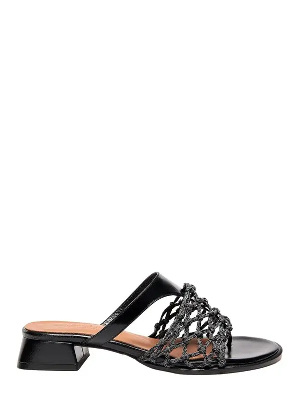 NAGUISA Figueras T-strap Raffia Sandals - Black