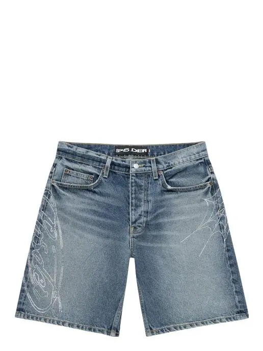 SP5DER Script Web Denim Short - Indigo