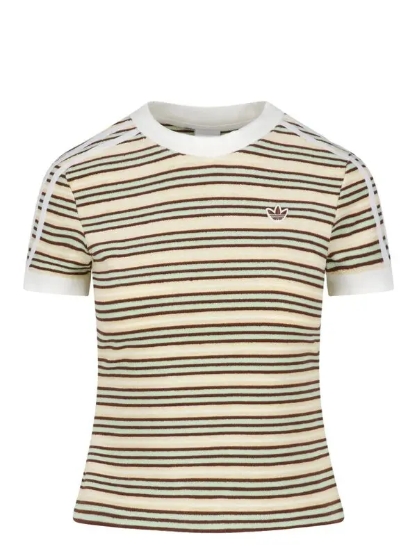 Adidas Summer Glow" Striped Cotton T-shirt - Multi