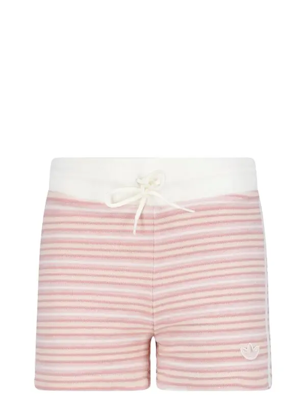 Adidas Summer Glow" Striped Cotton Terry Sweatshorts - Pink