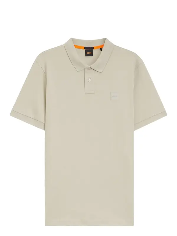 BOSS Stretch-cotton Slim-fit Polo Shirt With Logo Patch - Light Beige
