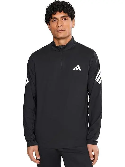 Adidas Adi365 Iconic Running Half-zip Jacket With Stand Collar And Thumbholes - Black