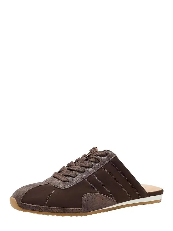 J/SLIDES NYC Pandora Mule With Lace Up Detail - Brown