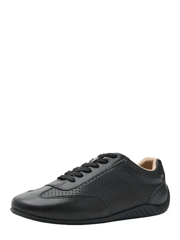 J/SLIDES NYC Mary Perforated Leather Lace-up Sneakers - Black