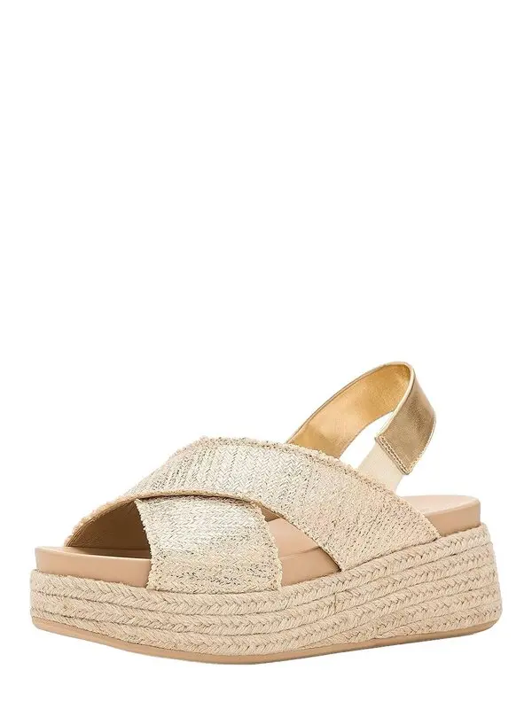 J/SLIDES NYC Berlin Platform Espadrille Sandals - Gold