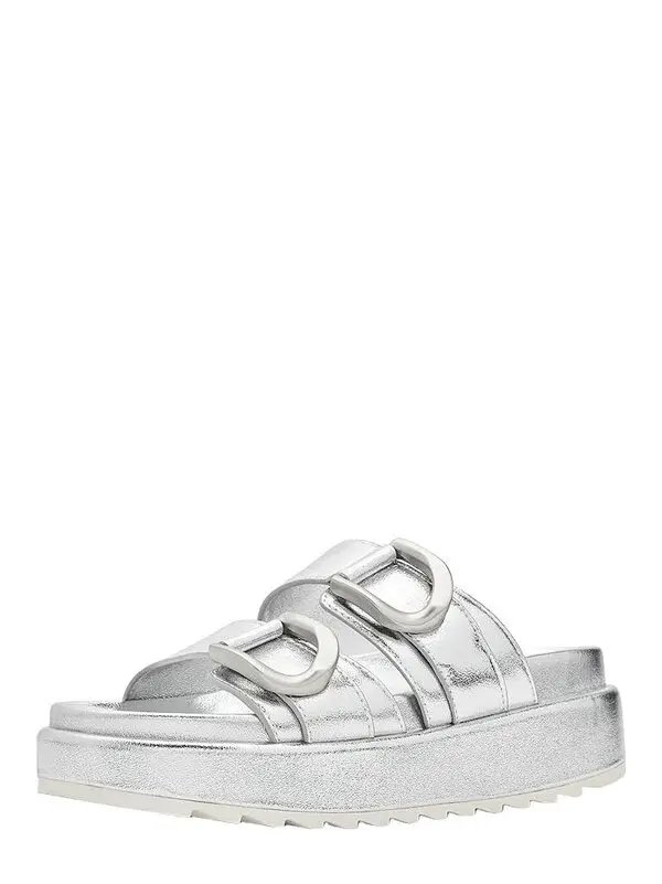 J/SLIDES NYC Sierra Platform Dress Sandals With Buckled Straps - Silver