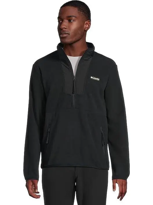 Columbia Half Zip Fleece Jacket With Zippered Pockets - Black