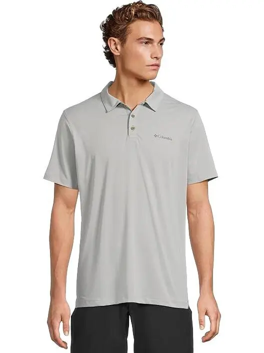 Columbia Tech Trail Utility Polo Short Sleeve Knit Everblue - Gray