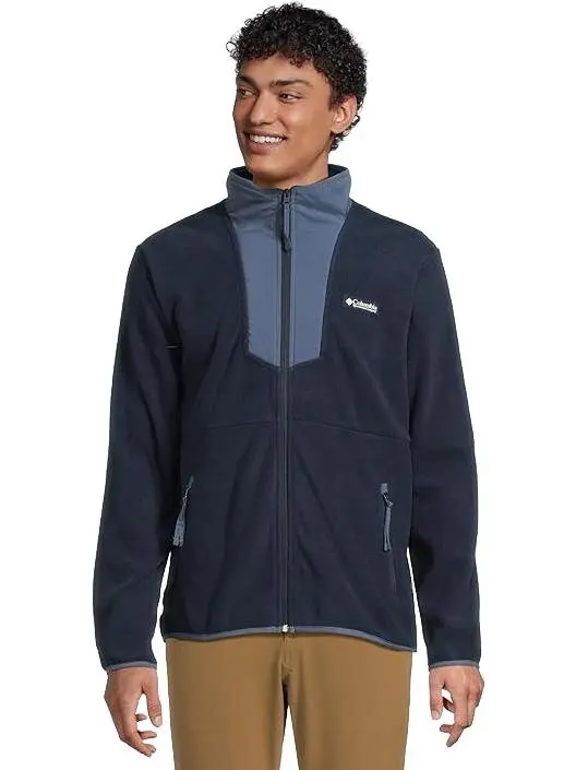 Columbia Fleece Jacket With Stand Collar And Zippered Pockets - Navy