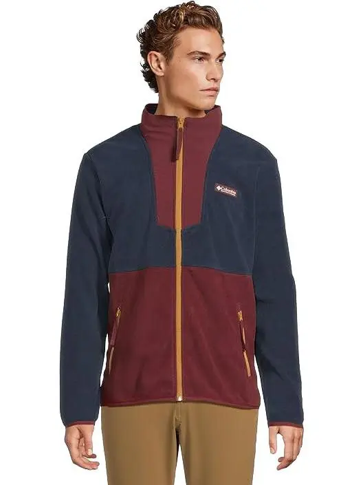 Columbia Fleece Jacket With Stand Collar And Zippered Pockets - Red