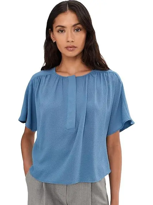 Vince Camuto Short Sleeve Blouse - Blue