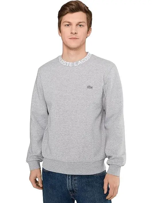 Lacoste Jacquard Branded Jersey Sweatshirt - Gray