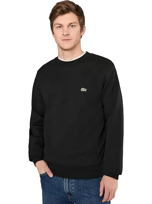 Lacoste Classic Fit Organic Cotton Crewneck Sweatshirt - Black