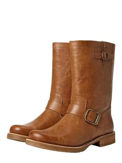 FRYE AND CO. Chensee Short Leather Buckled Boots - Saddle