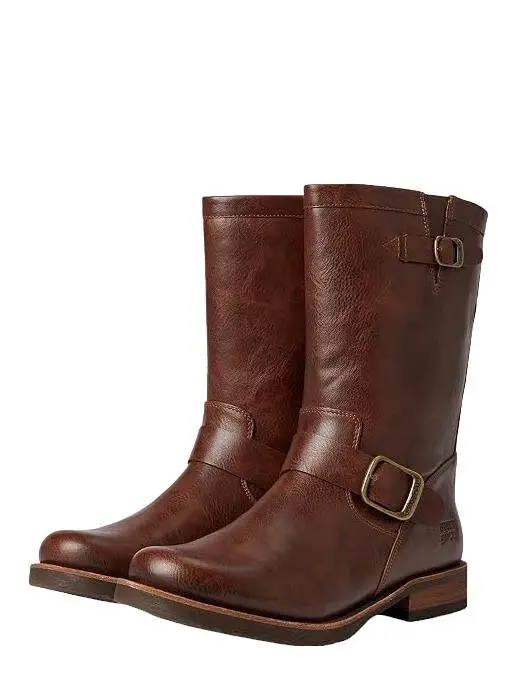 FRYE AND CO. Chensee Short Leather Buckled Boots - Walnut