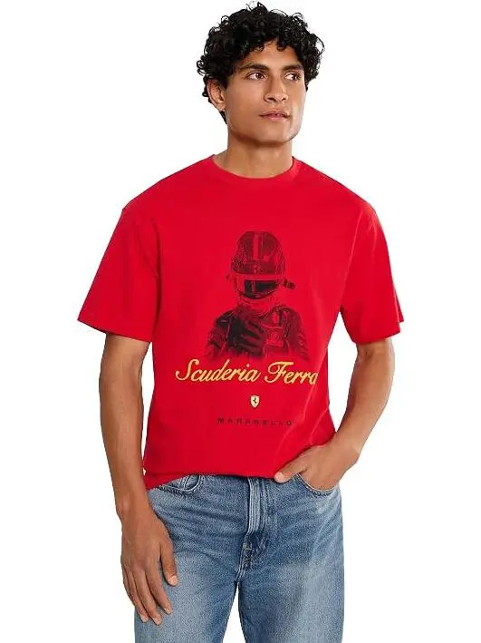 PUMA Scuderia Ferrari Graphic T-shirt Clothing Medium Grey Heather 2ah25 - Red