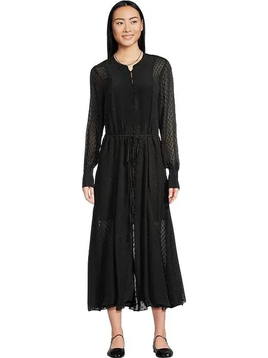 Madewell Viscose Clip Dot Jacquard Midi Dress - Black