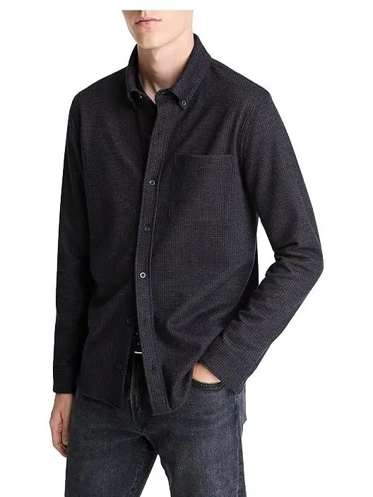 Vince Wool Plaid Long Sleeve Shirt Clothing Coastal/dark Jasper - Black