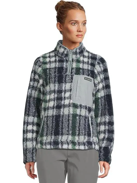 Columbia West Bend 1/4 Zip Ii Fleece Jacket With Checked Print And Kangaroo Pocket - Multi