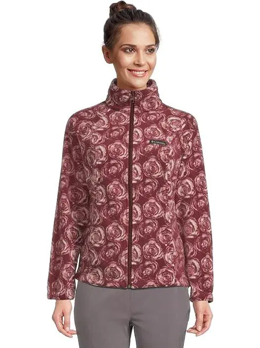 Columbia Benton Springs Printed Full Zip Fleece Jacket - Burgundy