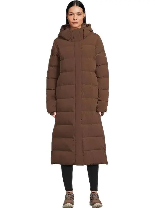 Columbia Puff Long Hooded Jacket - Brown