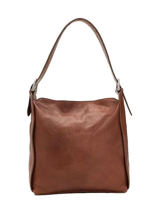 THE FRYE COMPANY Carla Studded Hobo Shoulder Handbag - Cognac