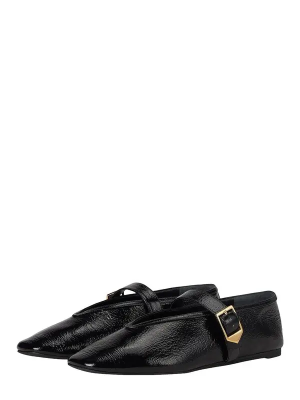Schutz Courtney Buckle Flat Shoes - Black