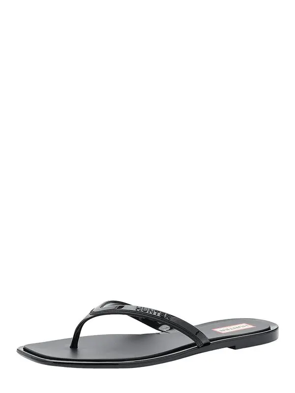 Hunter Marin Flat Square Toe Thong Sandals - Black