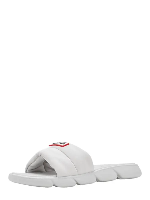 Hunter Coast Quilted Slide Sandals - Light Grey