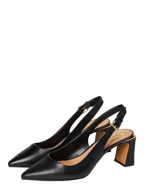 Vince Camuto Hamden Buckle Slingback Block Heel Pumps - Black