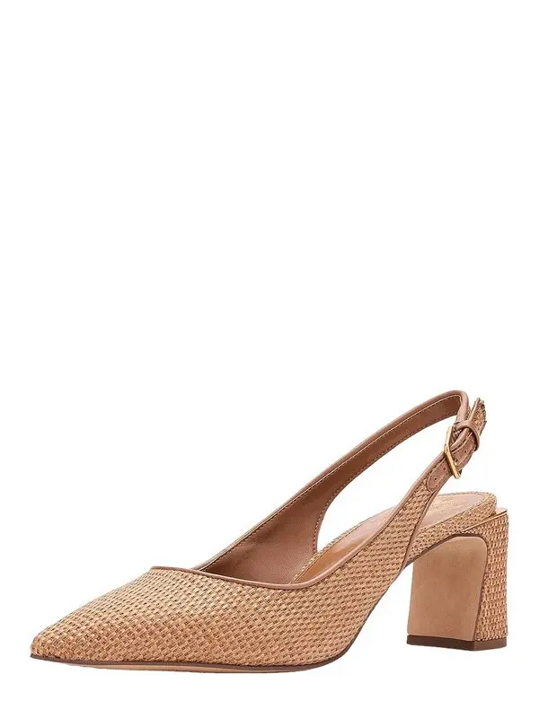 Vince Camuto Hamden Buckle Slingback Block Heel Pumps - Gold