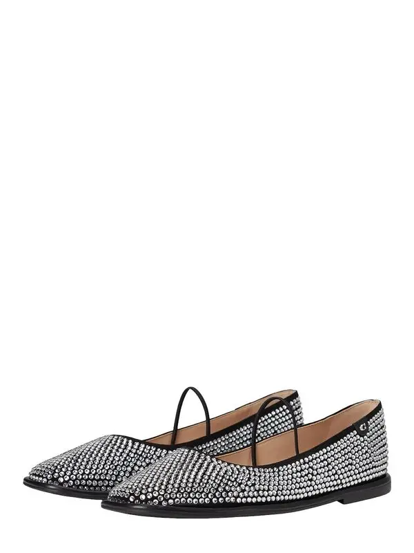 COACH Emilia Mary Jane Embellished Flats - Black