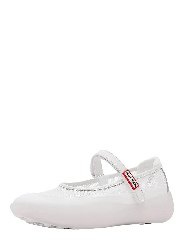 Hunter Mire Mesh Mary Jane Flats - White
