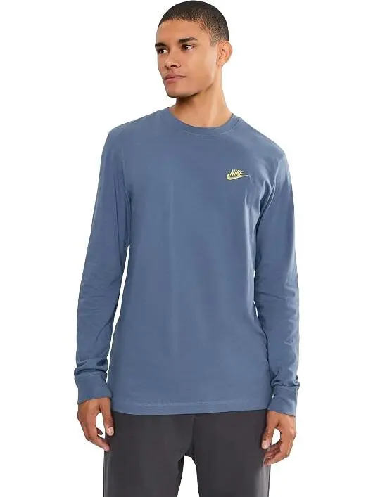 Nike Nsw T-shirts Long Sleeve Embroidered Futura T Shirt - Diffused Blue
