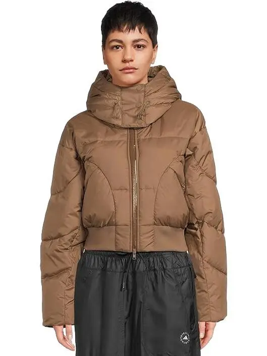 Adidas By Stella McCartney Cropped Padded Winter Jacket - Brown