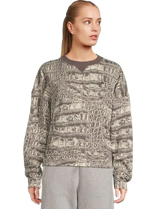 Adidas By Stella McCartney Loose Sweatshirt With Crocodile Print - Gray