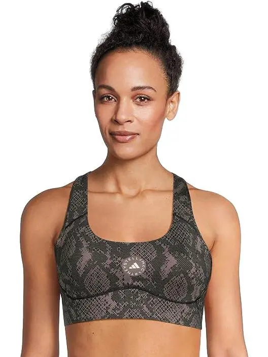 Adidas By Stella McCartney Power Impact Training Bra Medium Support Printed Jw4542 Bra Charcoal Black - Gray