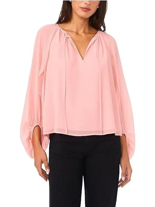 Vince Camuto Balloon Sleeve V-neck Blouse - Pink