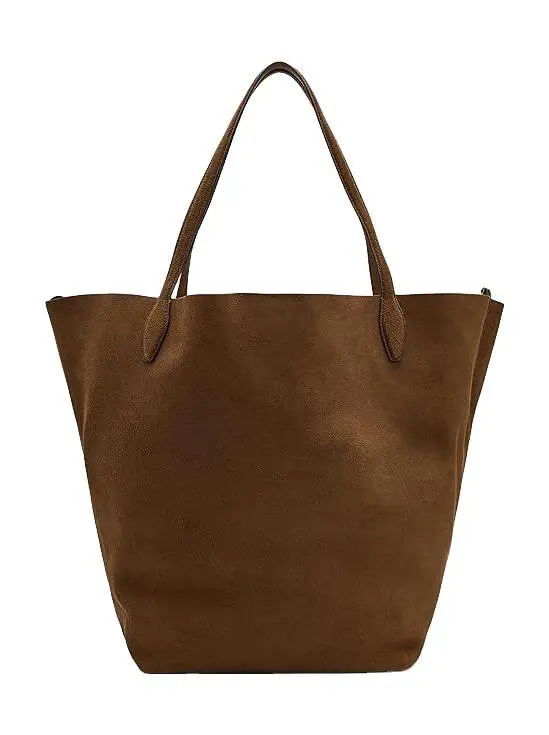 Madewell Oversized Soft Grain Shopper Shoulder Bag In Suede - Brown