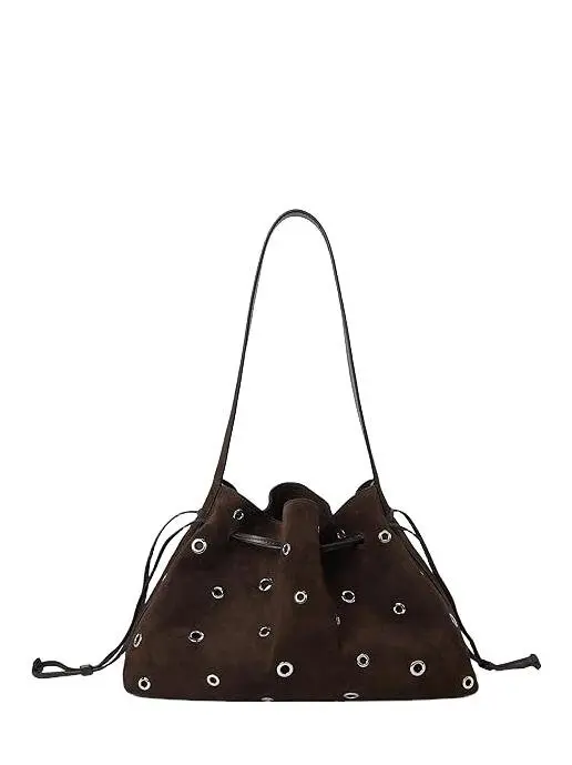 Madewell Suede Drawstring Shoulder Bag With Eyelet Detail - Brown