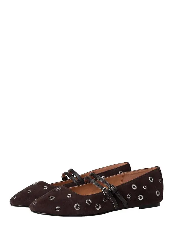 Madewell Greta Double-strap Eyelet Ballet Flats - Brown