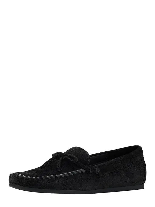 Madewell The Meadow Whipstitched Driver In Suede Shoes - Black