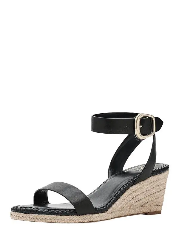 Vince Camuto Fainel Ankle Strap Espadrille Wedge Sandals - Black